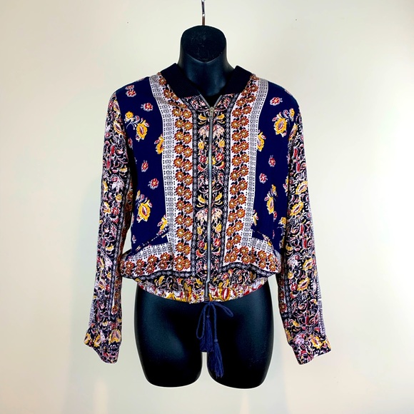 Angie | Jackets & Coats | Vintage Angies Floral Bomber Style Jacket ...